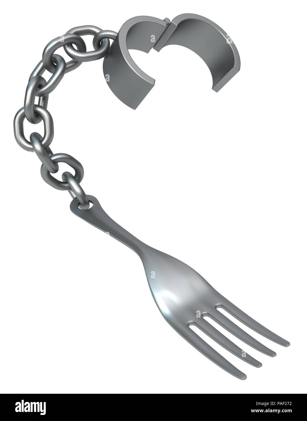 Fork shackle chain attached, 3d illustration, horizontal, isolated ...