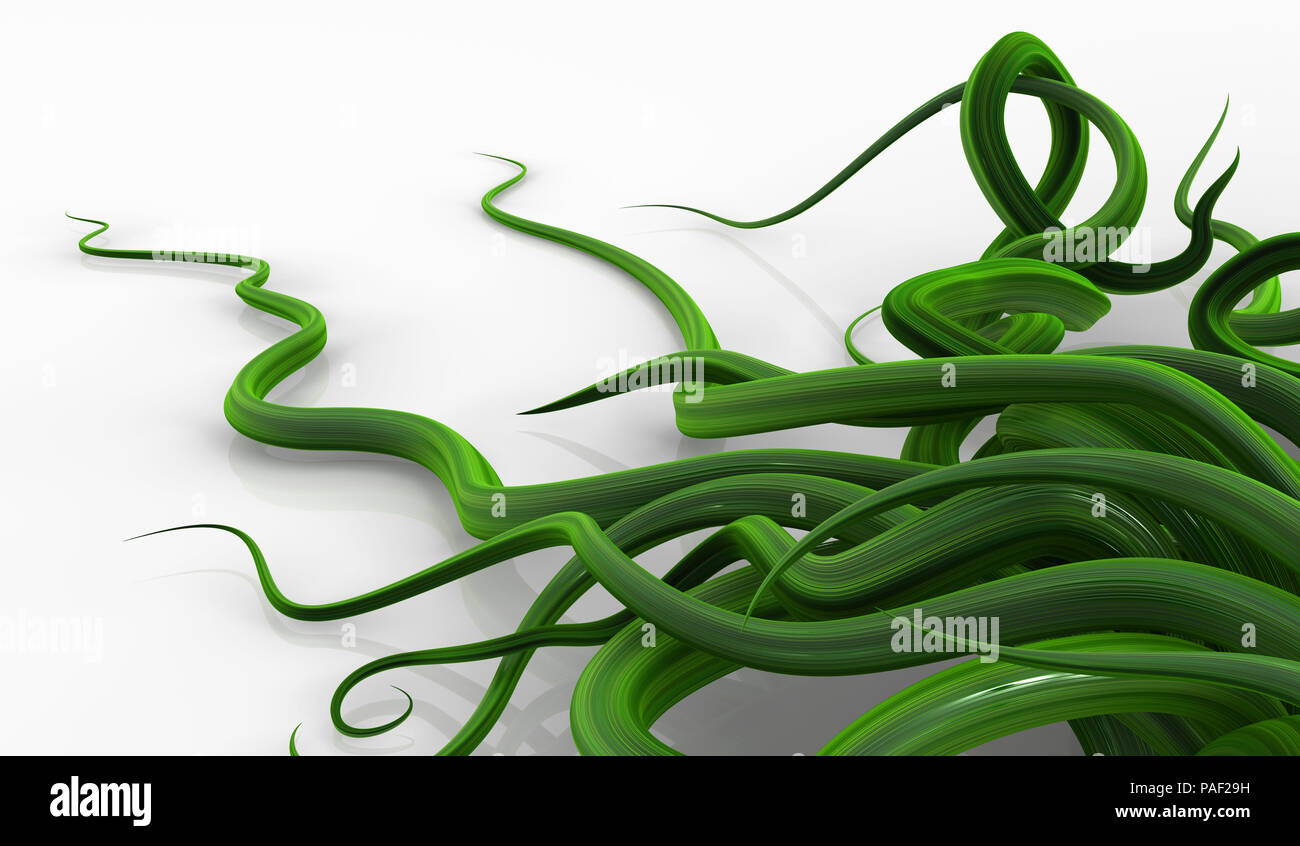 Plant vines green growing corner dense bunch, 3d illustration ...