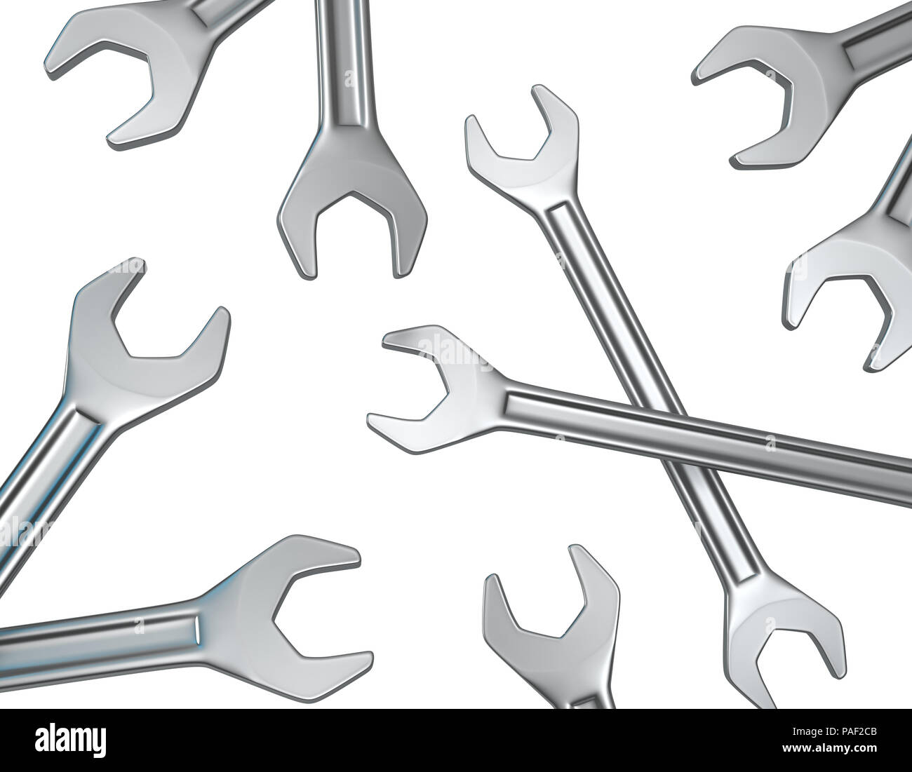 Spanners background many, 3d illustration, horizontal, isolated, over ...
