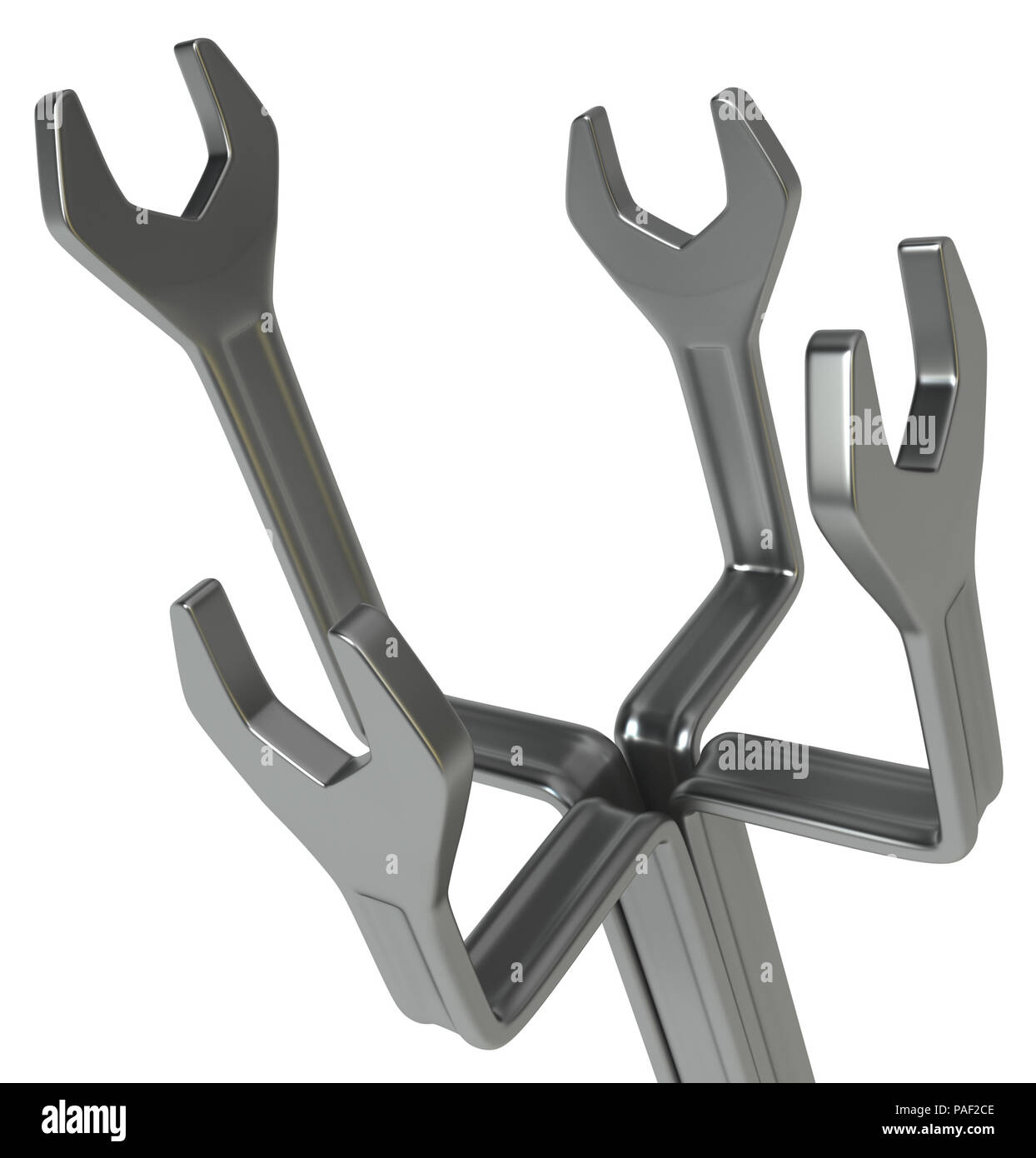 Spanners quad abstract, 3d illustration, horizontal, isolated, over ...