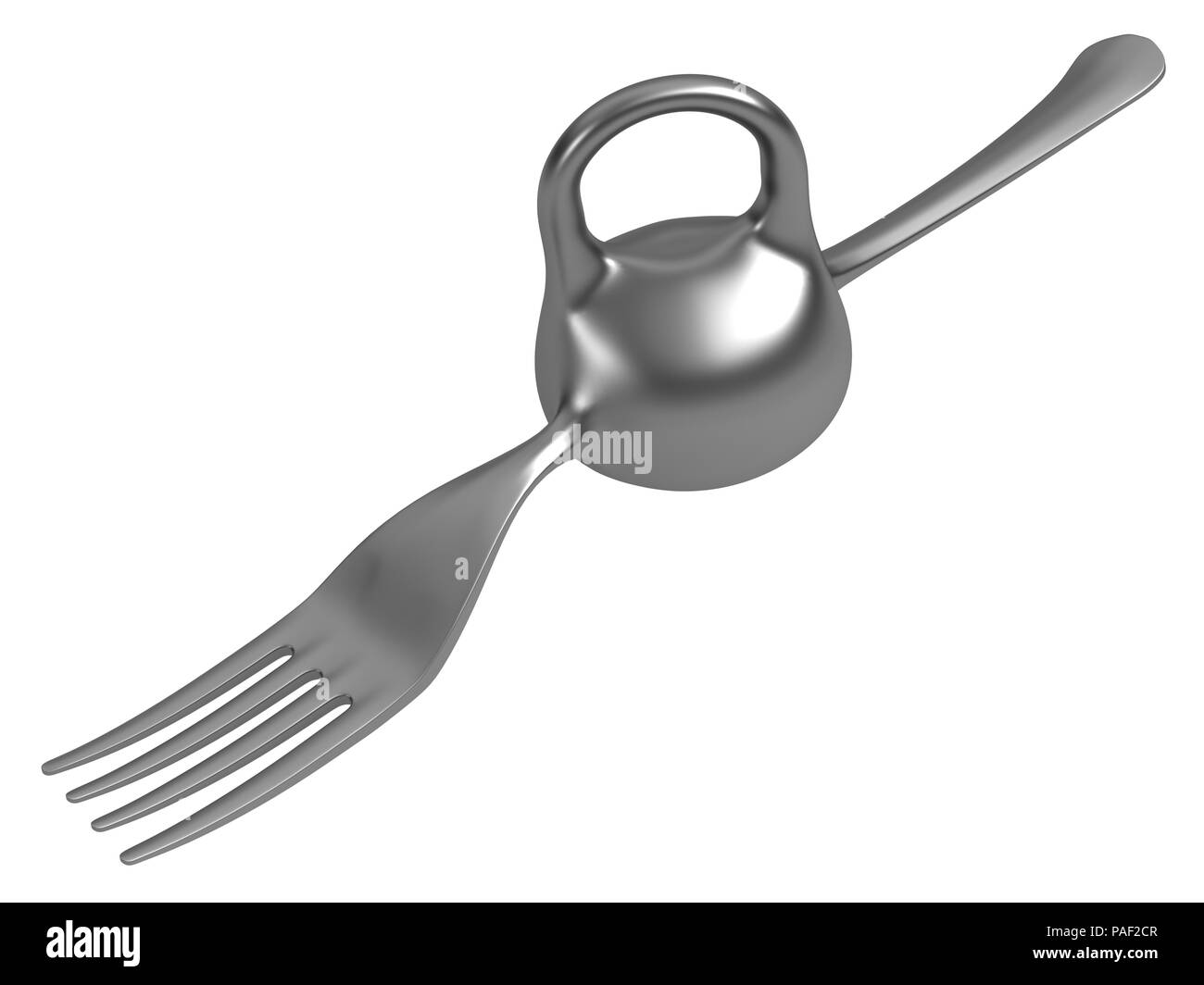 Fork heavy weight, 3d illustration, horizontal, isolated, over white ...