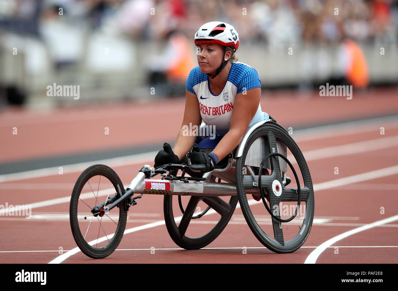 Great Britain's Hannah Cockroft reacts after the Women's T34 100m ...