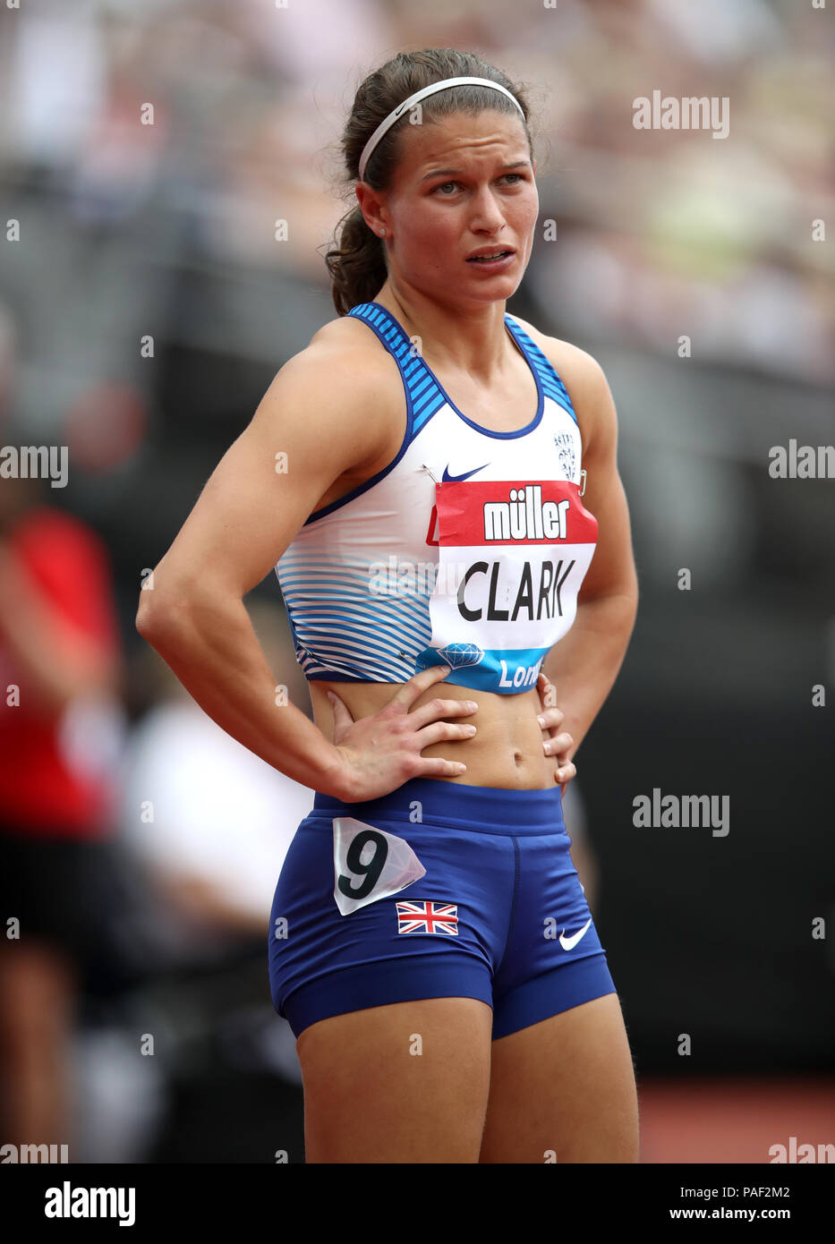 Great Britain's Zoey Clark reacts after the Women's 400m during day two ... Great Britain's Zoey Clark reacts after the Women's 400m during day two ...
