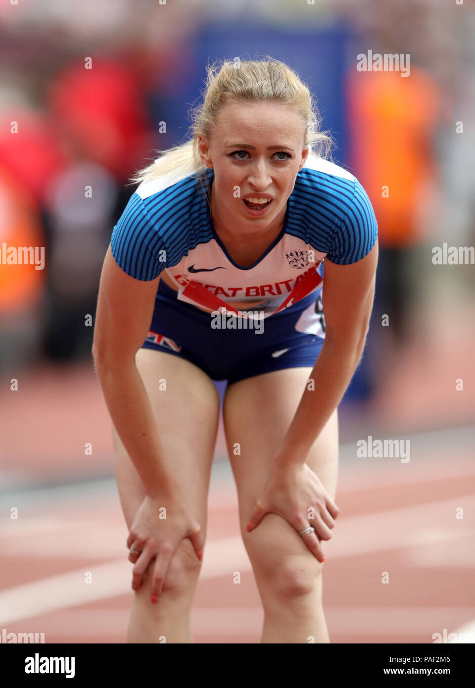 Great Britain's Amy Allcock reacts after the Women's 400m during day ...