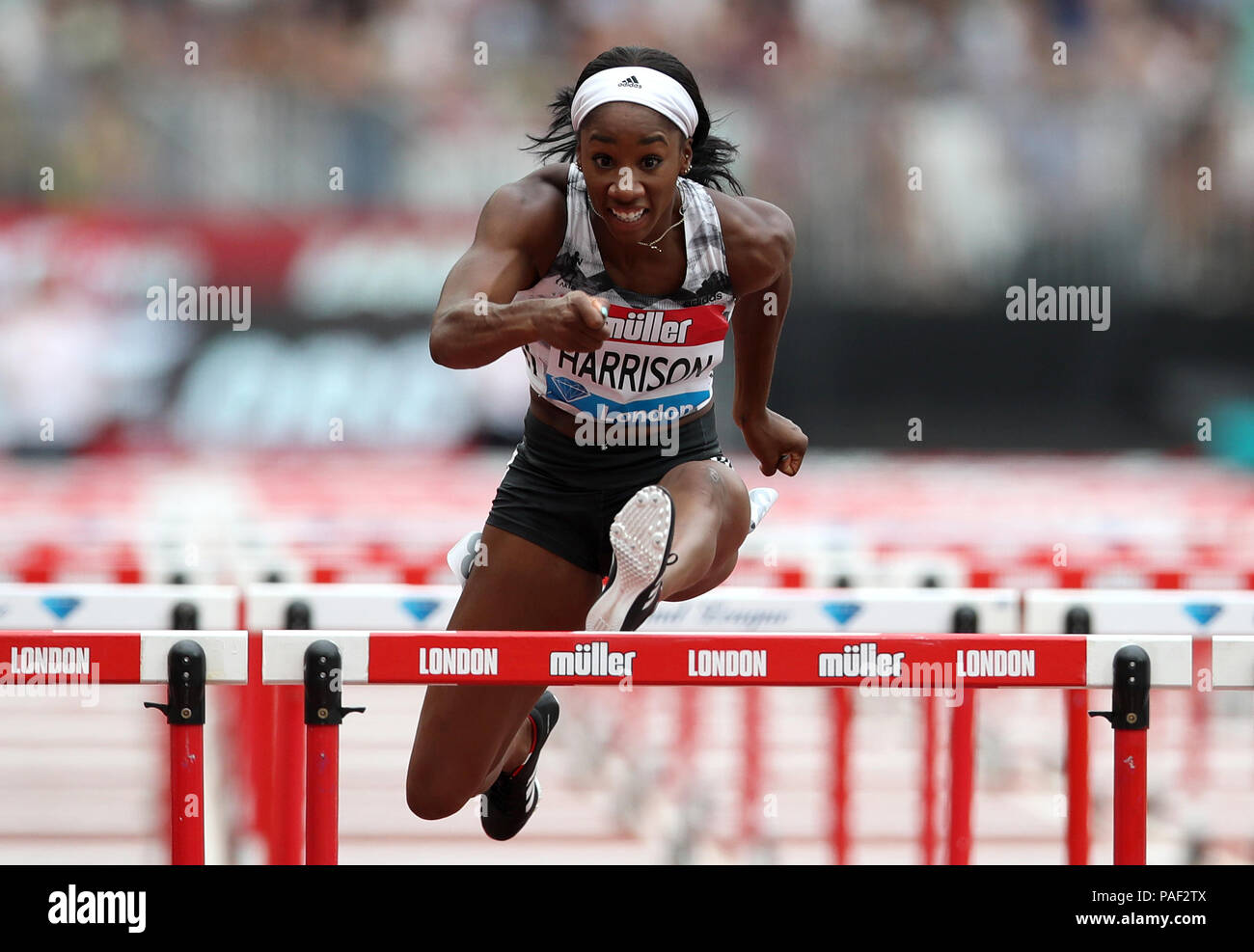 USA's Kendra harrison goes on to win the Women's 100m hurdles during ...