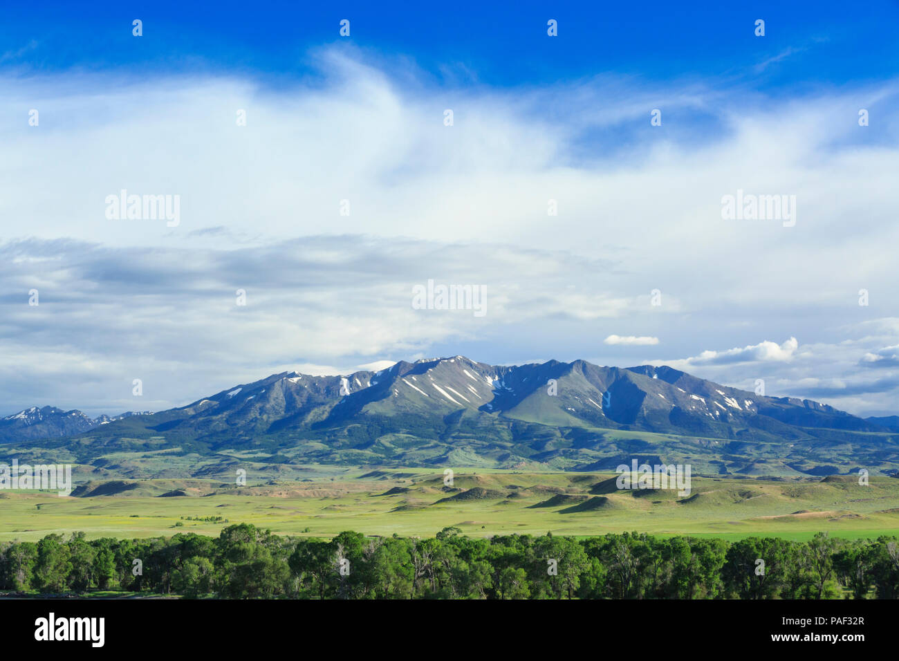 crazy mountains and foothills above the yellowstone valley near ...