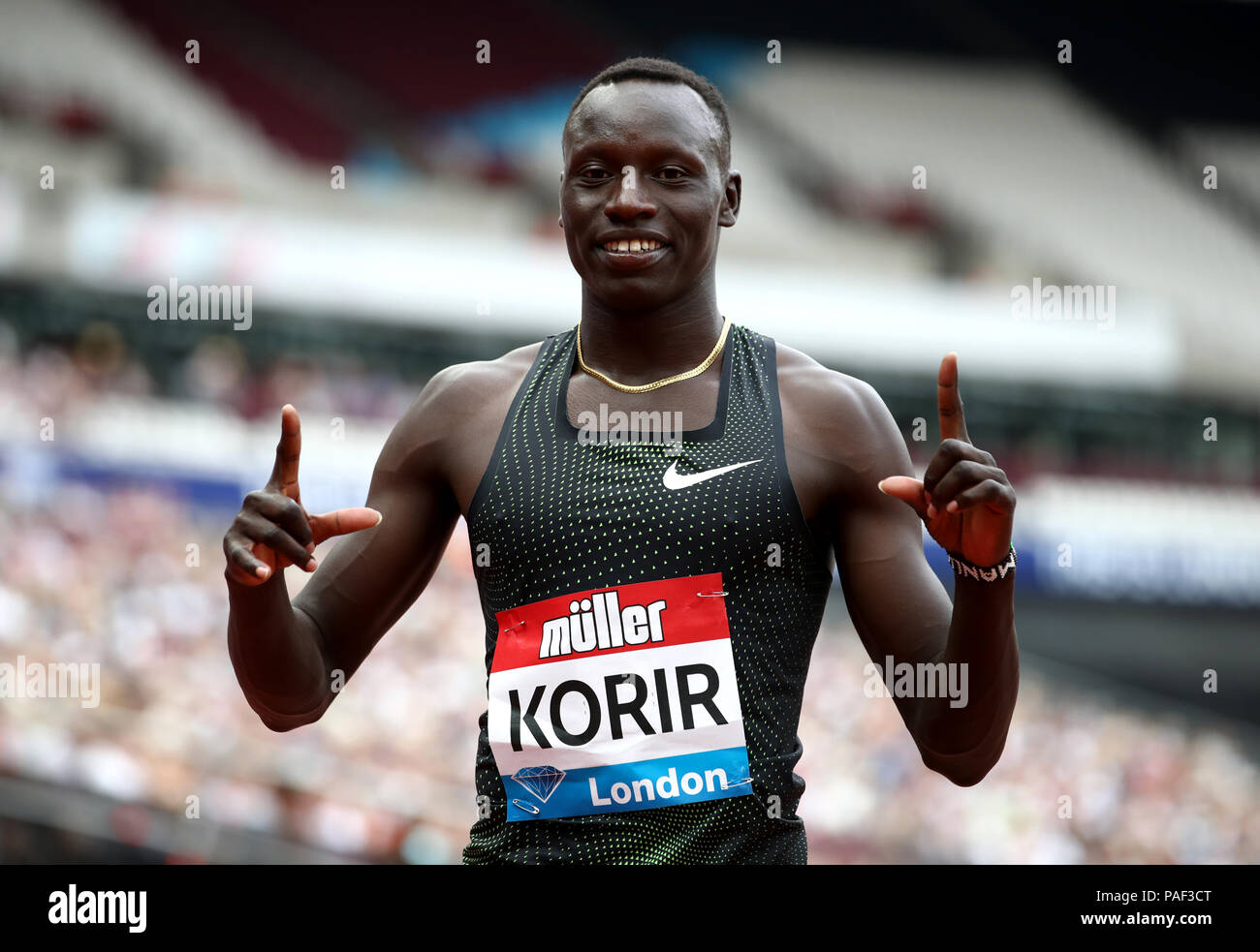 Kenya's Emmanuel Kipkurui celebrates winning the Men's 800m during day ...