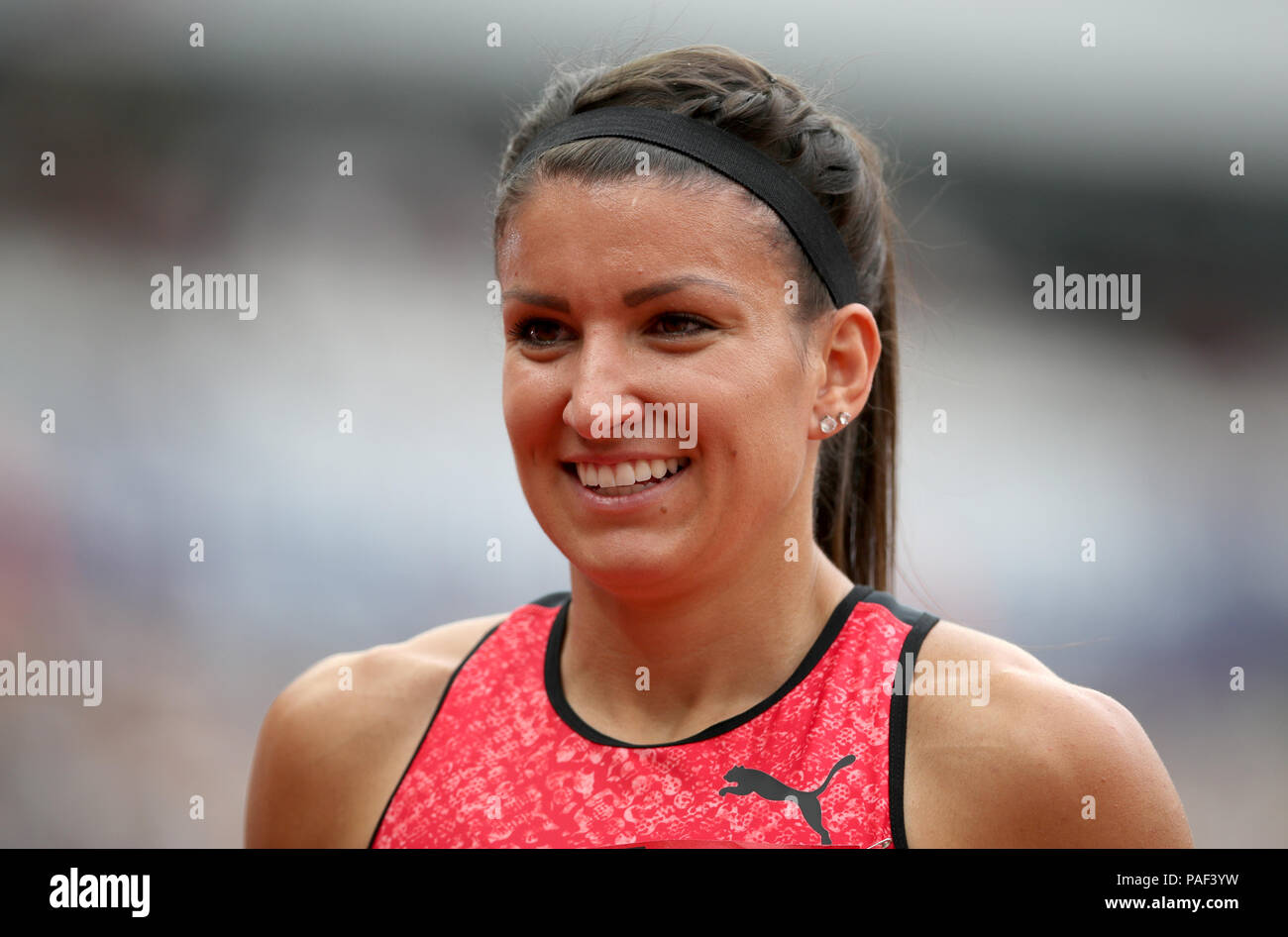 USA's Jenna Prandini reacts after winning the Women's 200m during day ...
