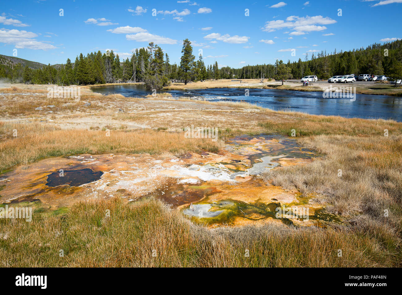 Colorful hot water pool in the Yellowstone National park, USA Stock ...