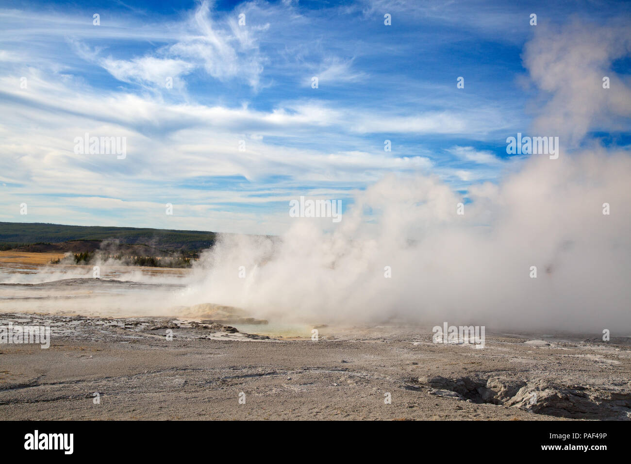 Lower geyser basin in the Yellowstone National park, USA Stock Photo ...