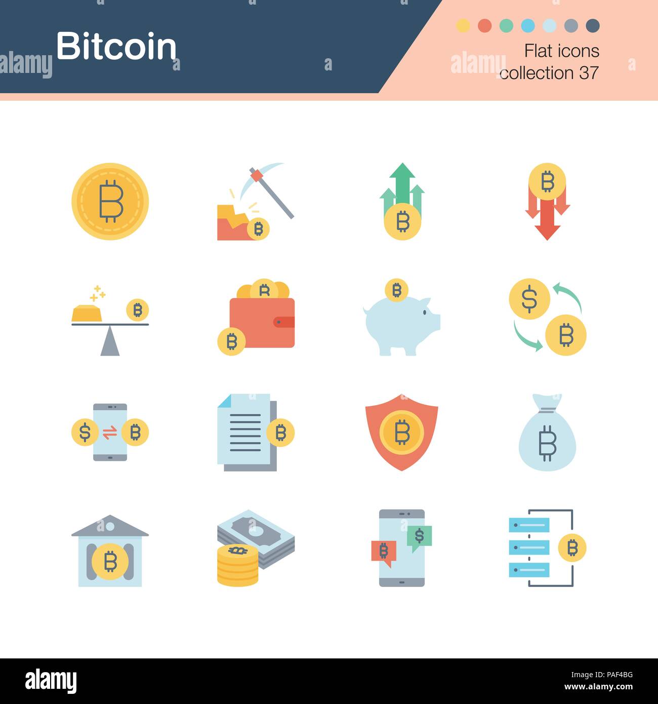 Bitcoin icons. Flat design collection 37. For presentation, graphic ...
