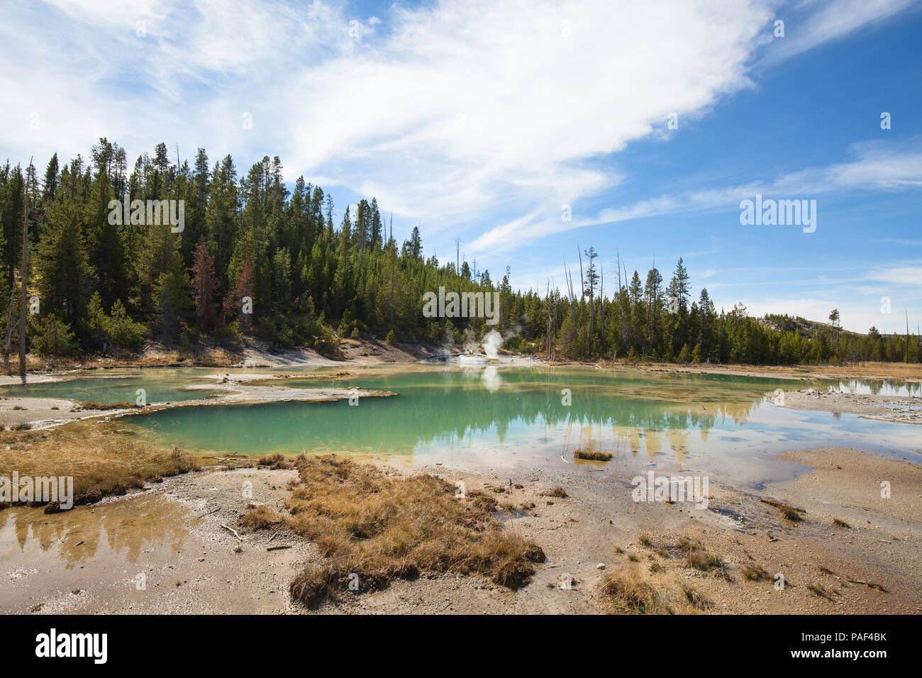 Colorful hot water pool in the Yellowstone National park, USA Stock ...