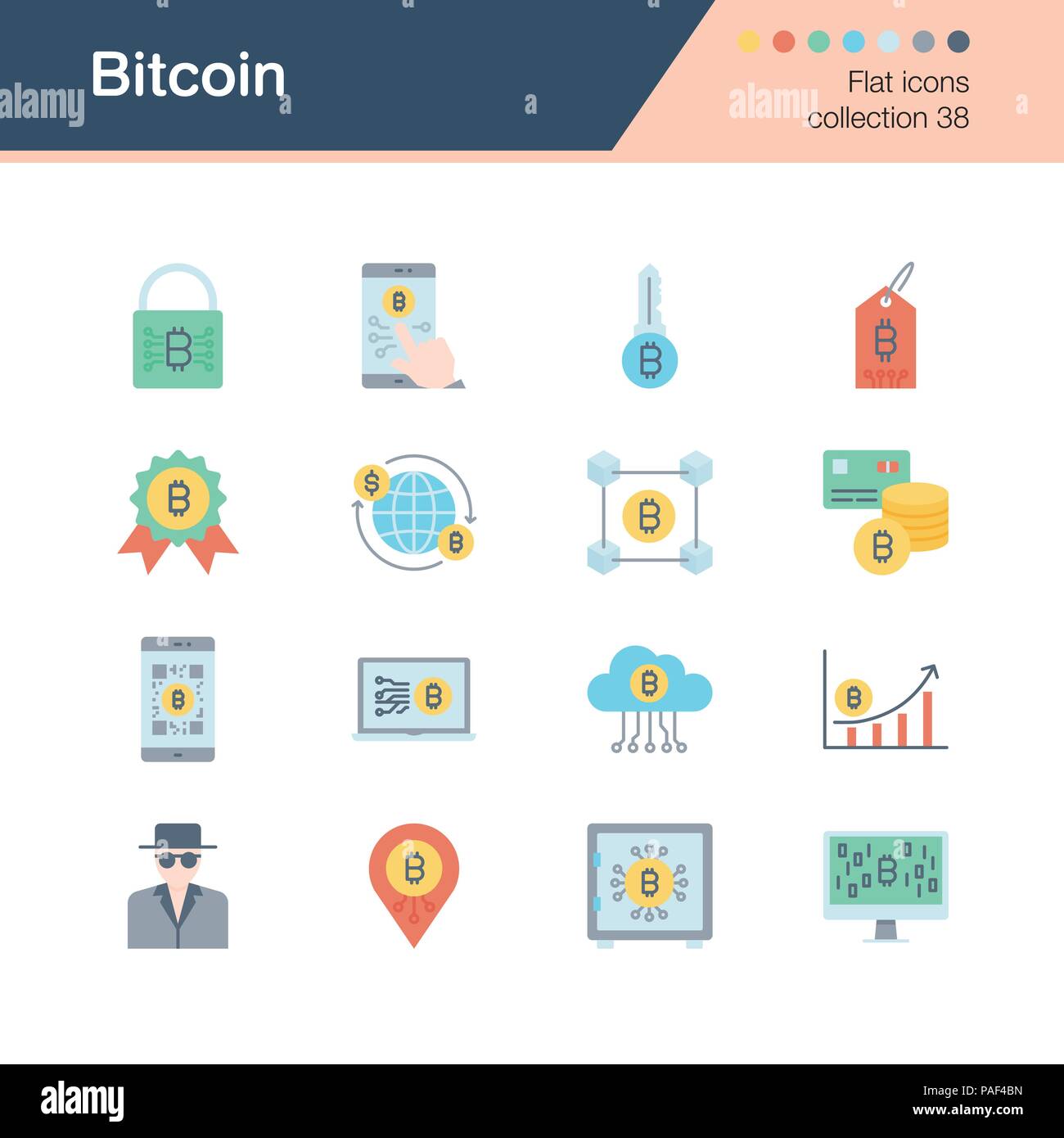 Bitcoin icons. Flat design collection 38. For presentation, graphic ...