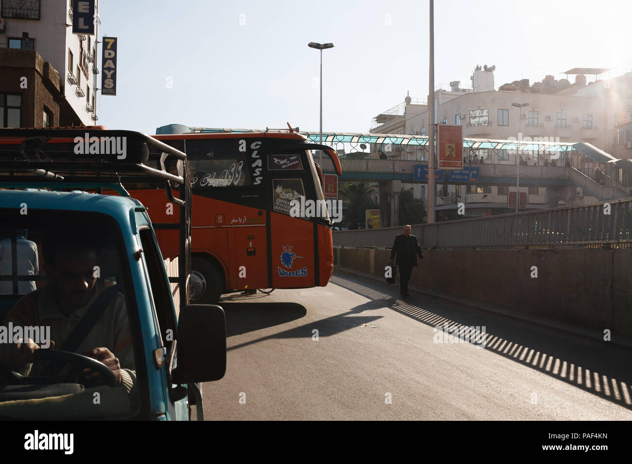 SYRIA, DAMASCUS, December 1,2008: Traffic on the street in Damascus ...