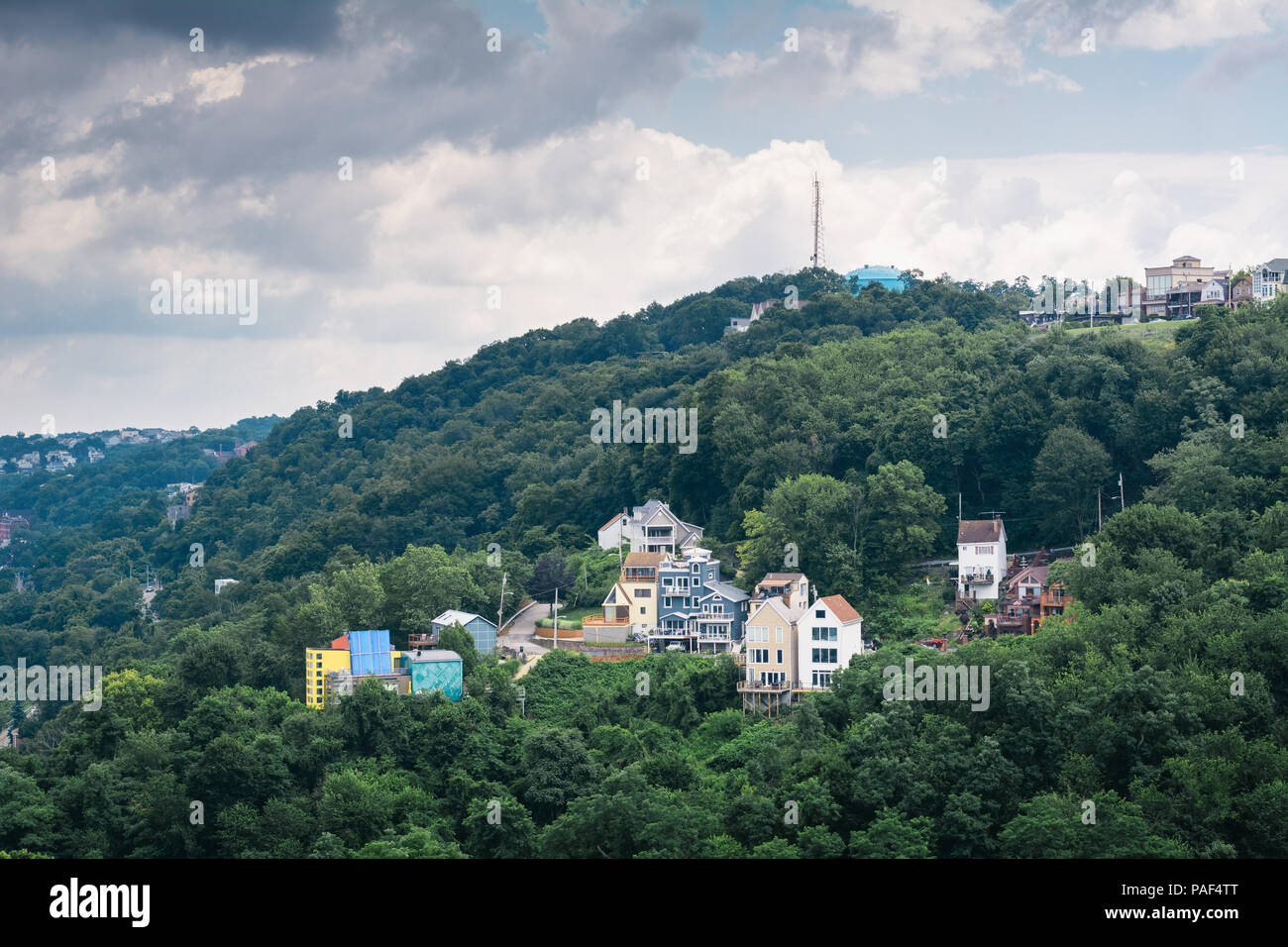 View of houses on a hillside on Mount Washington, in Pittsburgh ...