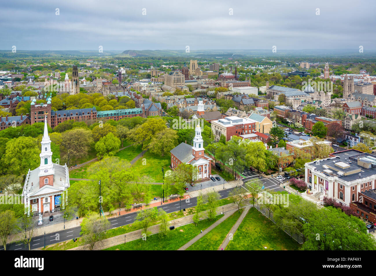 View of the New Haven Green and downtown, in New Haven, Connecticut ...