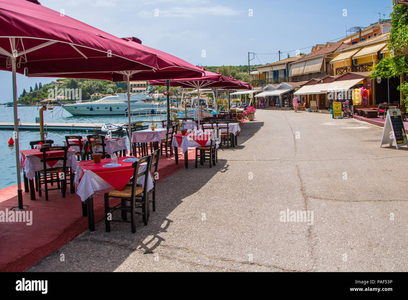 Traditional restaurants by the sea at Sivota village in Lefkada ionian ...