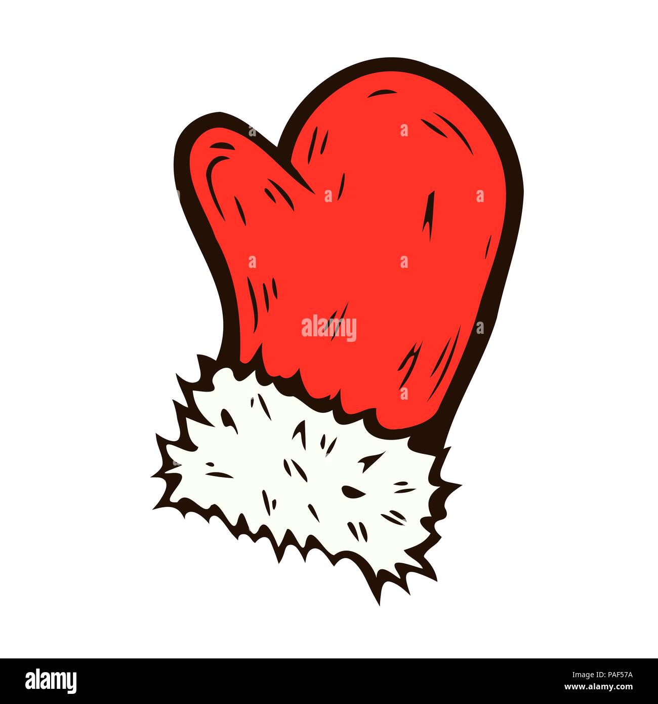 Santa mitten vector sketch icon isolated on background. Hand drawn icon ...