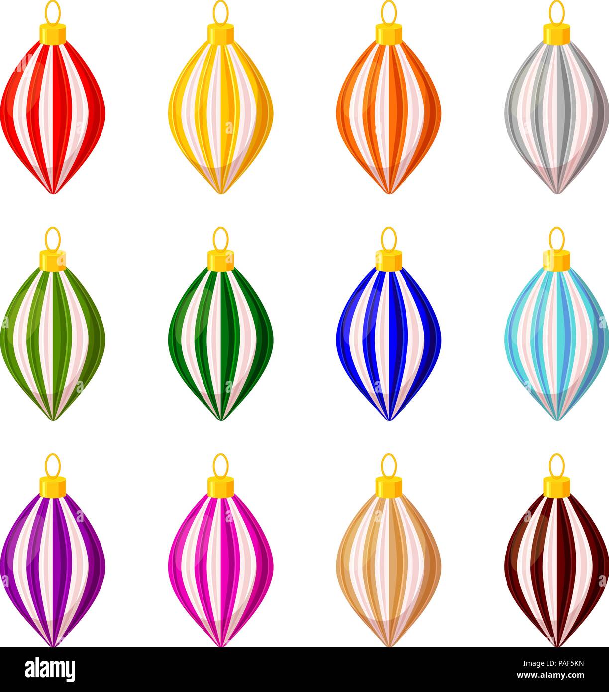 Colorful cartoon xmas tree decoration set Stock Vector Image & Art - Alamy