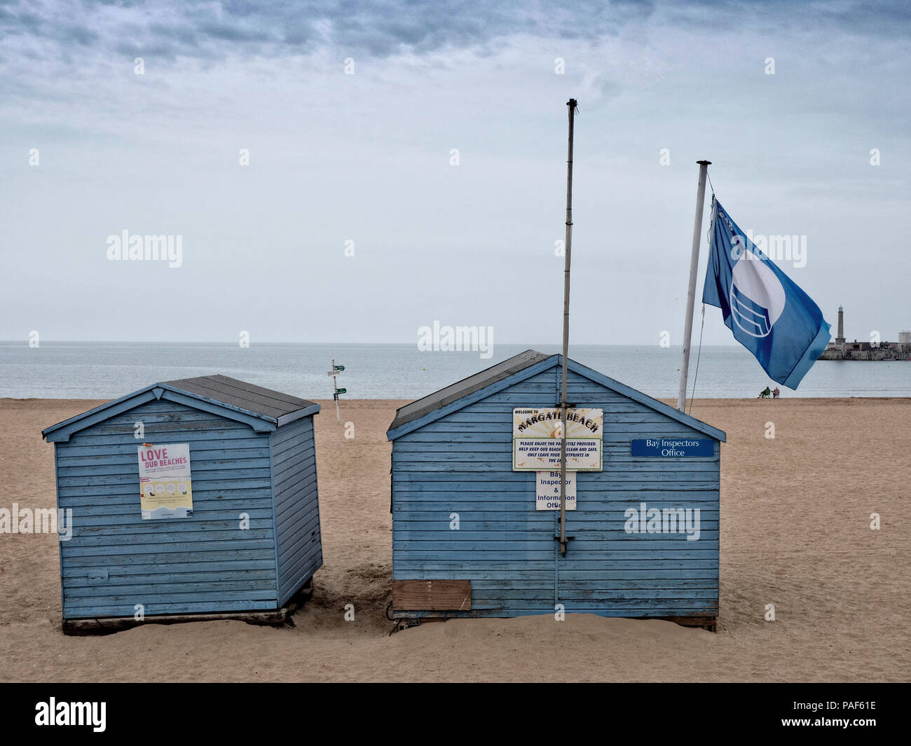 Beach huts on blue flag main beach at Margate Kent UK Stock Photo - Alamy