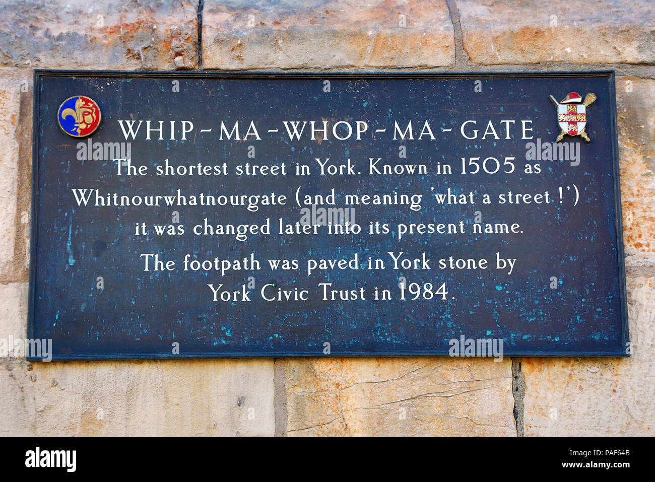 Whip-ma-whop-ma-gate street sign in York, Yorkshire, England Stock ...