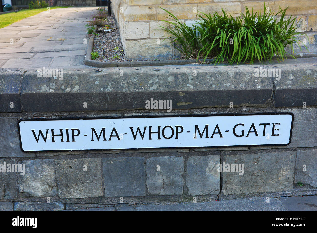 Whip-ma-whop-ma-gate street sign in York, Yorkshire, England Stock ...