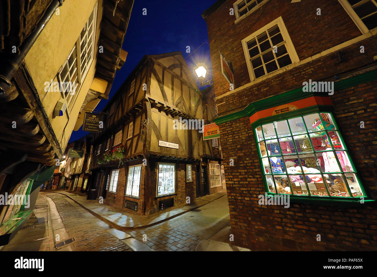 Shambles and Little Shambles street scene with Tudor style buildings at ...