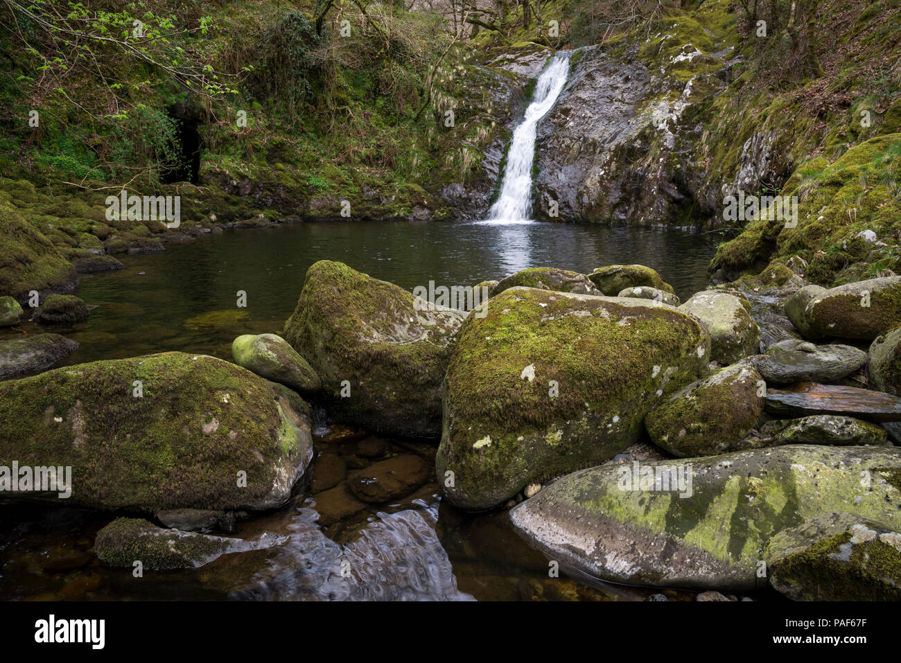 Waterfall on the Afon Dulyn near Tal-y-Bont, Conwy, North Wales, UK ...
