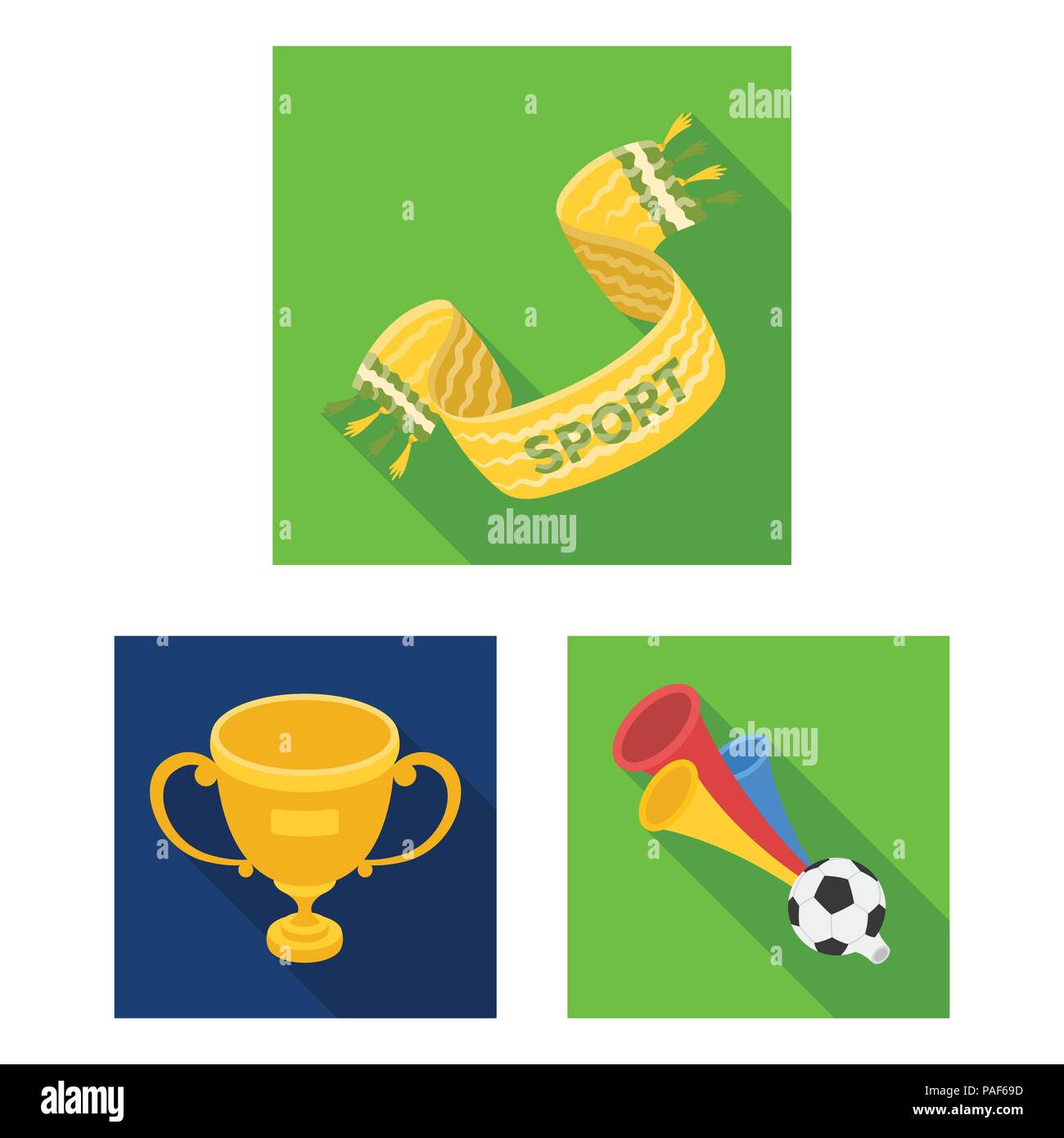 Fan and Attributes flat icons in set collection for design. Sports Fan ...