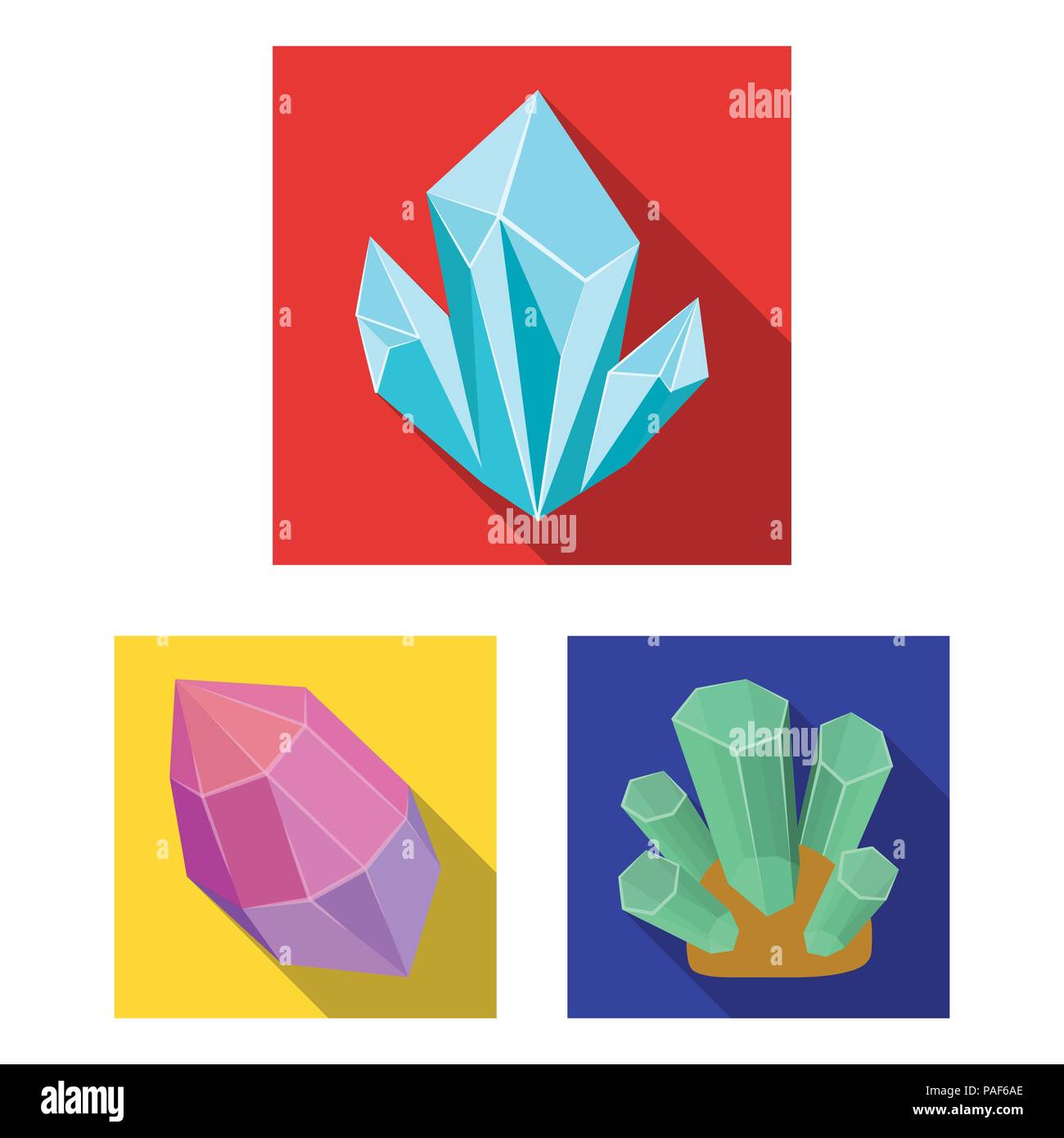 Precious Minerals flat icons in set collection for design. Jeweler and ...