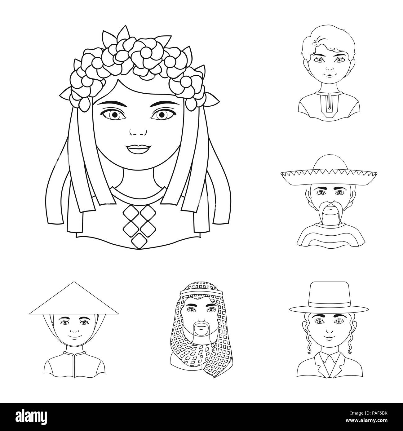 The human race outline icons in set collection for design. People and ...