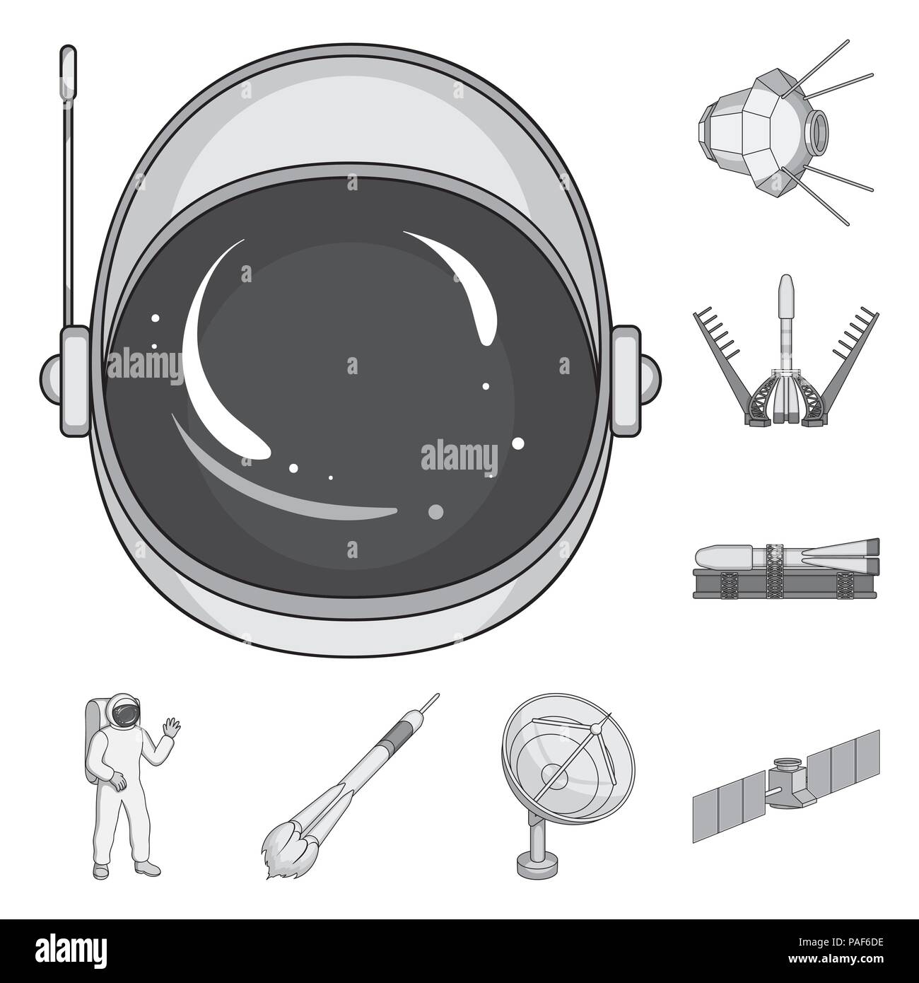 Space technology monochrome icons in set collection for design ...