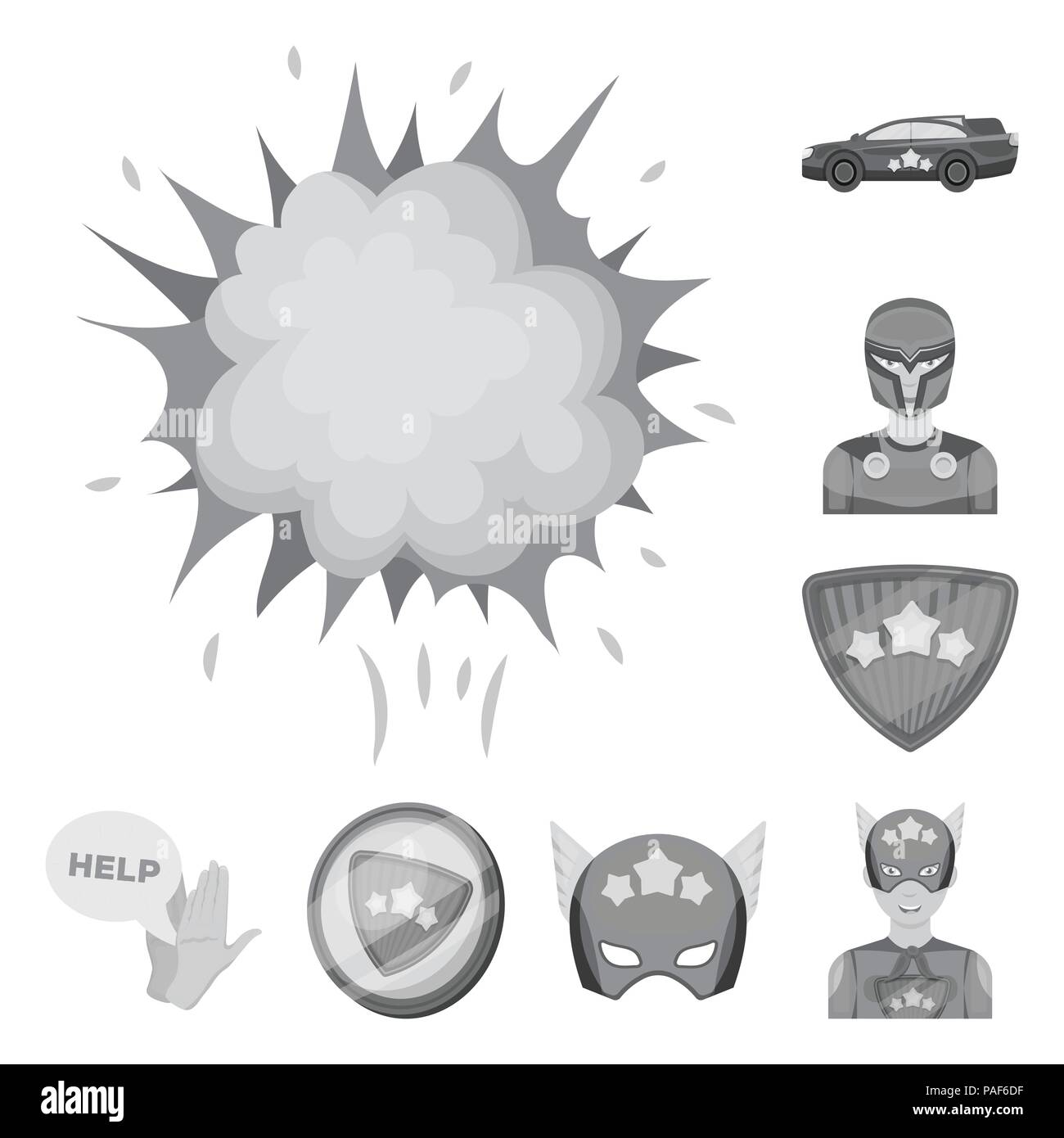 A fantastic superhero monochrome icons in set collection for design ...
