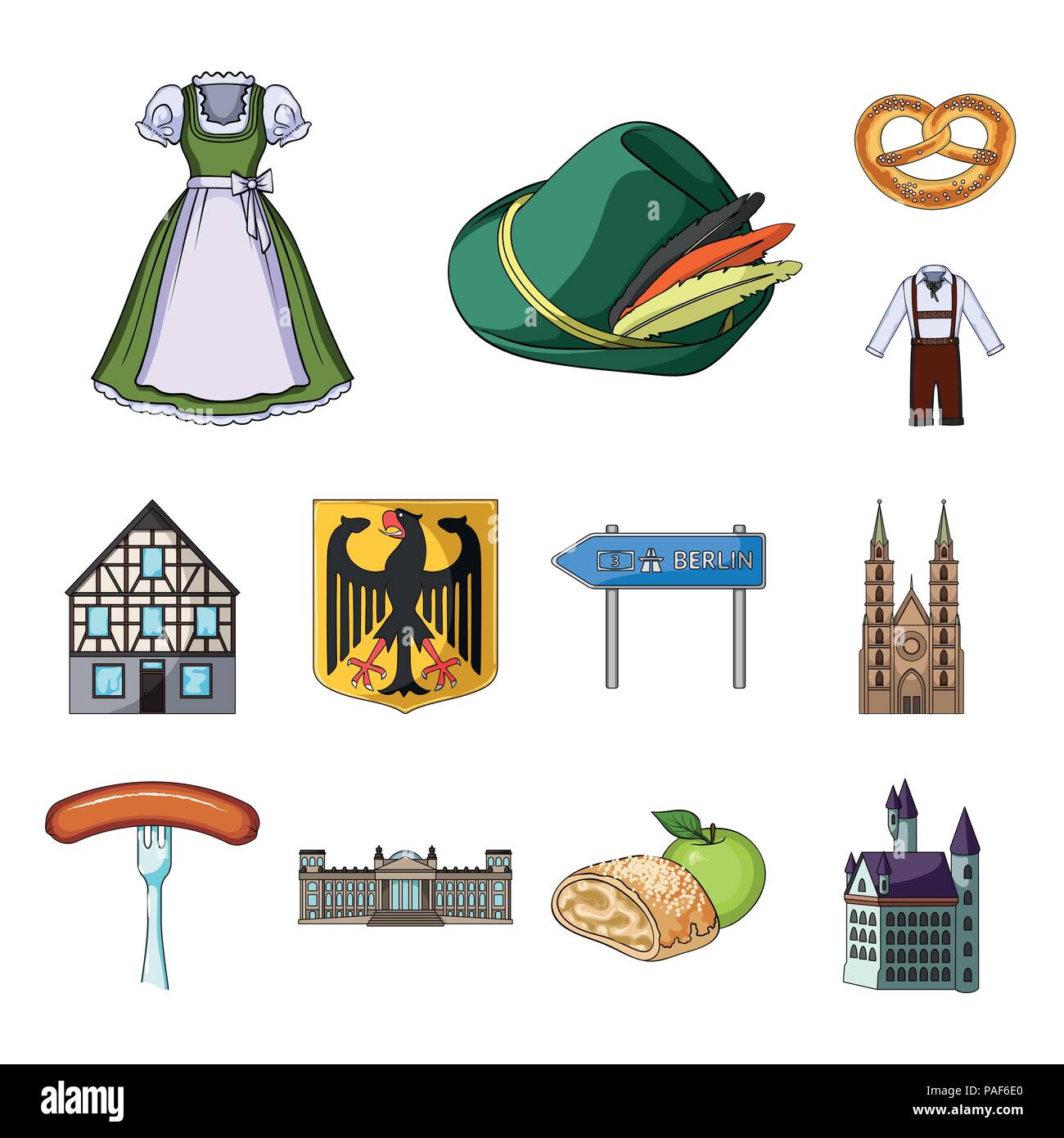 Country Germany cartoon icons in set collection for design. Germany and ...