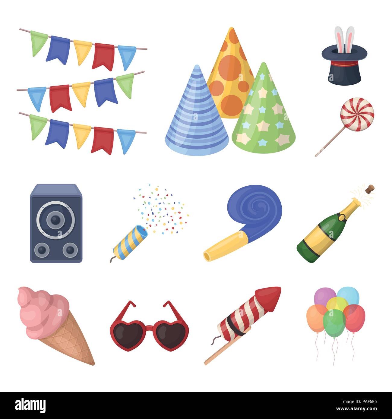 Party, entertainment cartoon icons in set collection for design ...