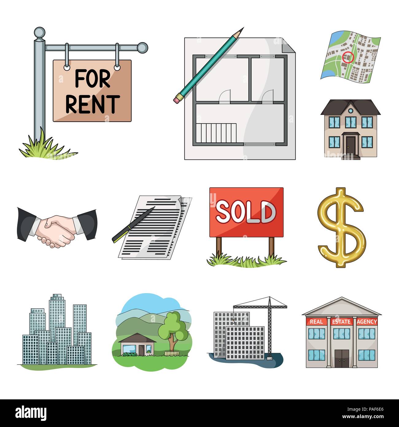 Realtor, agency cartoon icons in set collection for design. Buying and ...