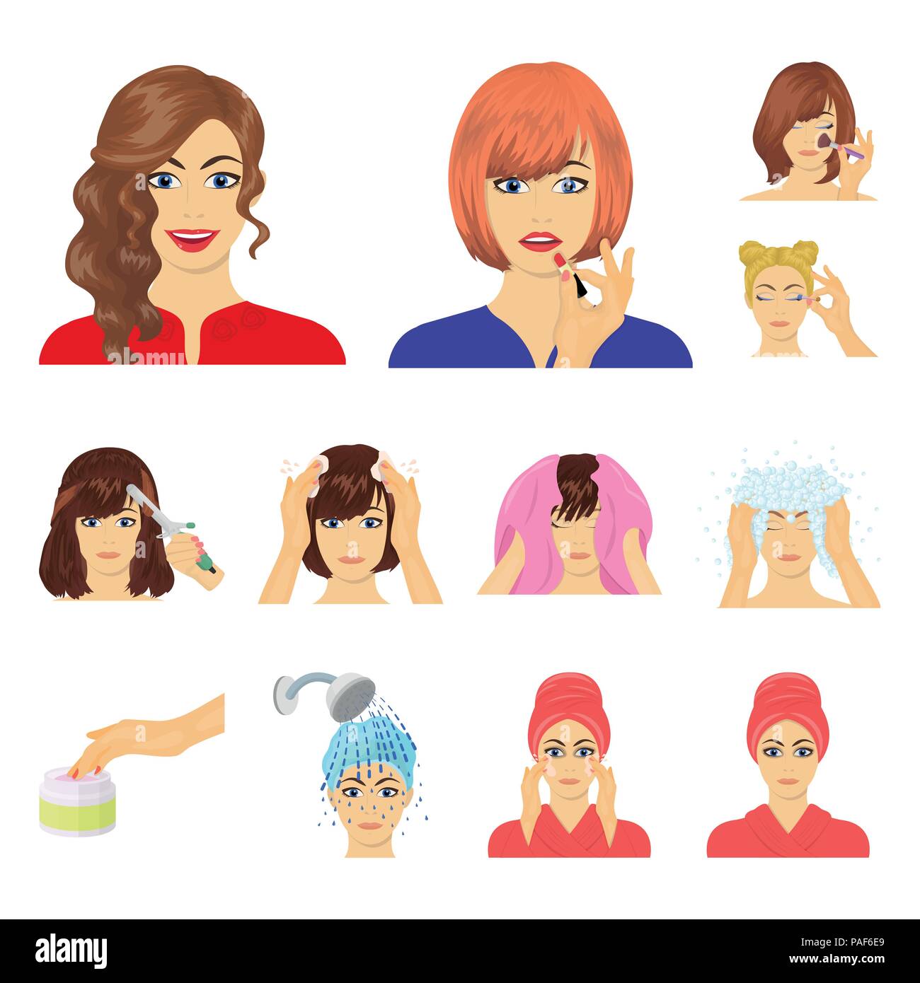 Care of hair and face cartoon icons in set collection for design ...