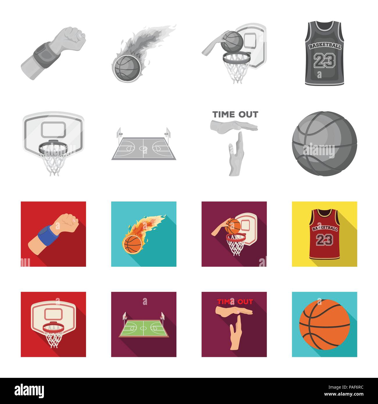 Basketball and attributes monochrome,flat icons in set collection for ...