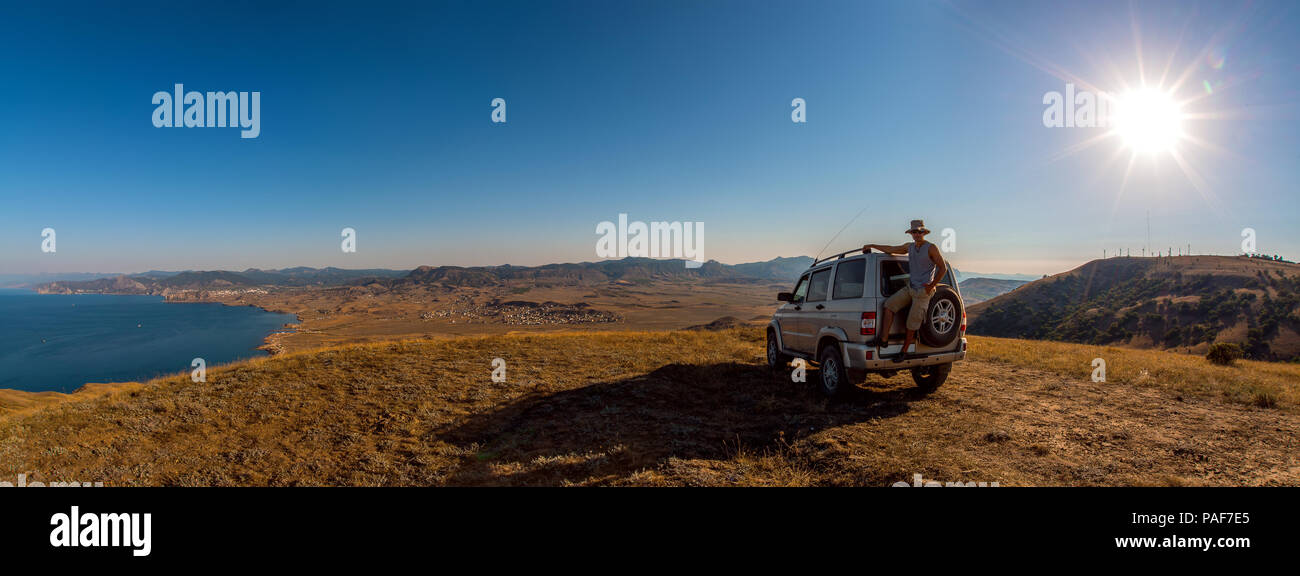 Beauty nature landscape Crimea , traveling off-road on car and freedom ...