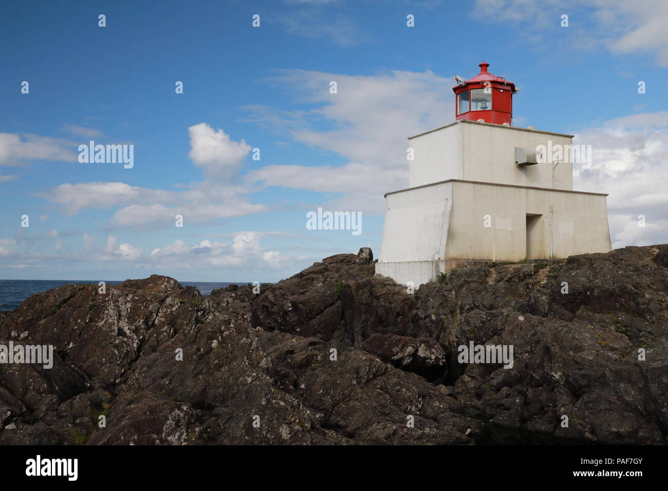 Amphitrite Point Lighthouse near Uclulelet, Vancouver island, British ...