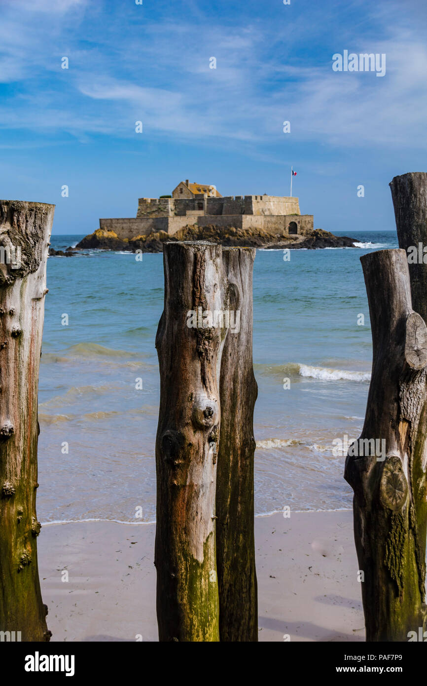 St. Malo, France. The Fort National on an Island near the city ...