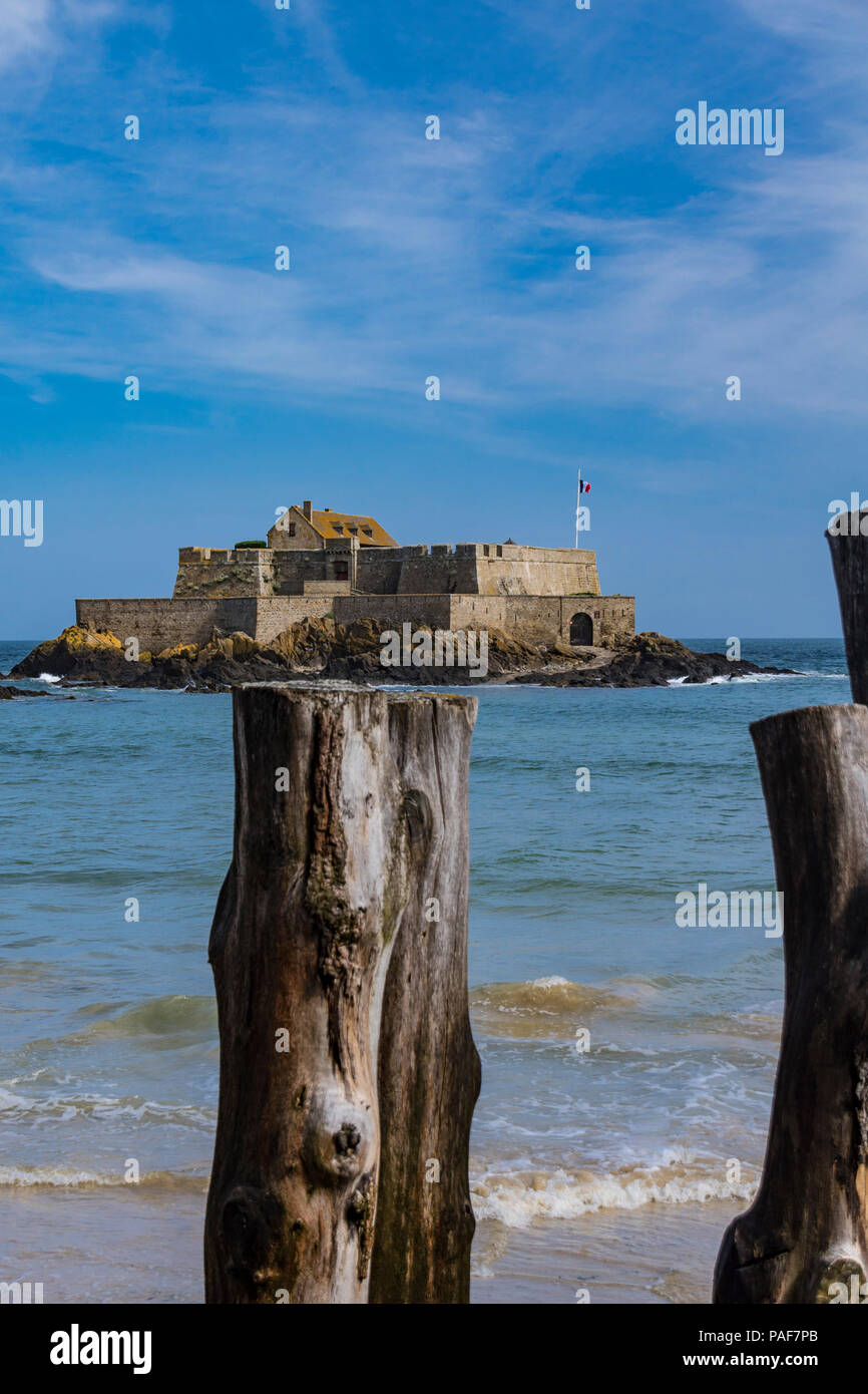 St. Malo, France. The Fort National on an Island near the city ...