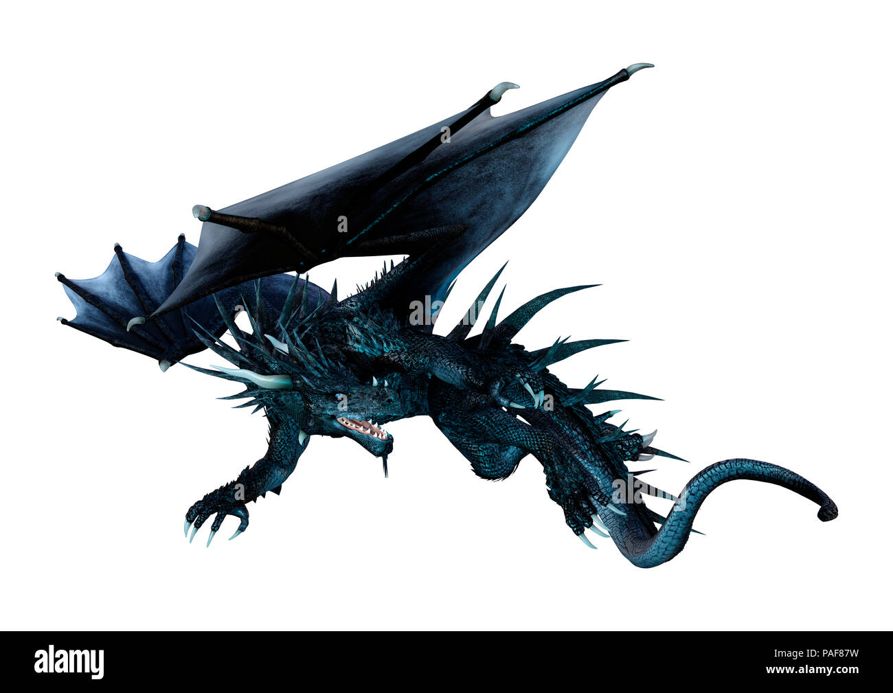 3D rendering of a black fantasy dragon isolated on white background ...