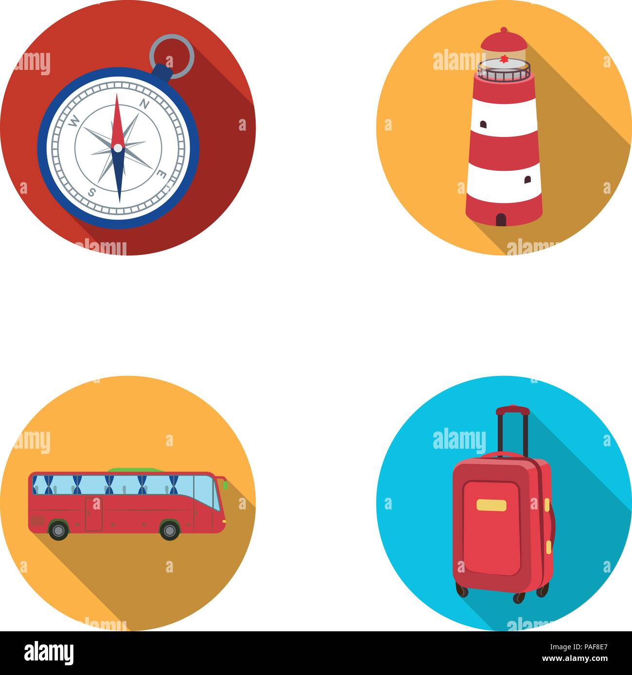 bag,bus,collection,compass,flat,icon,illustration,isolated,lighthouse ...