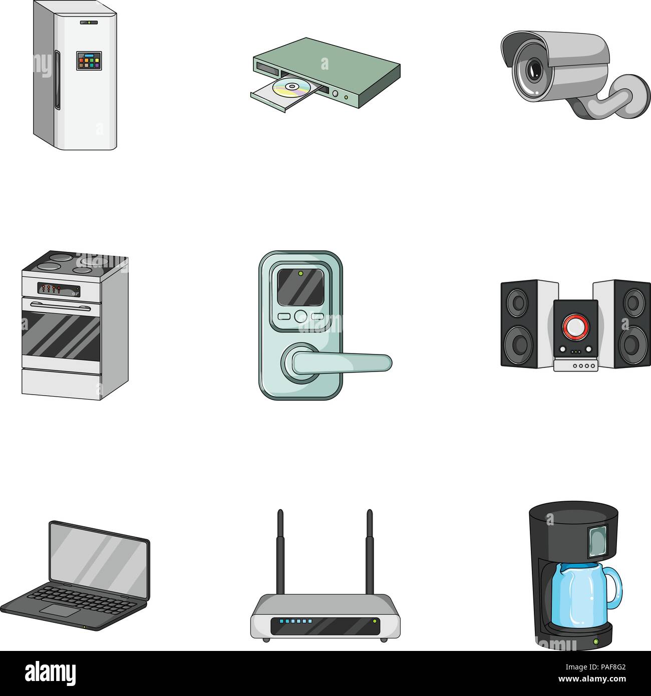 Kitchen appliances cartoon icons in set collection for design.Home ...