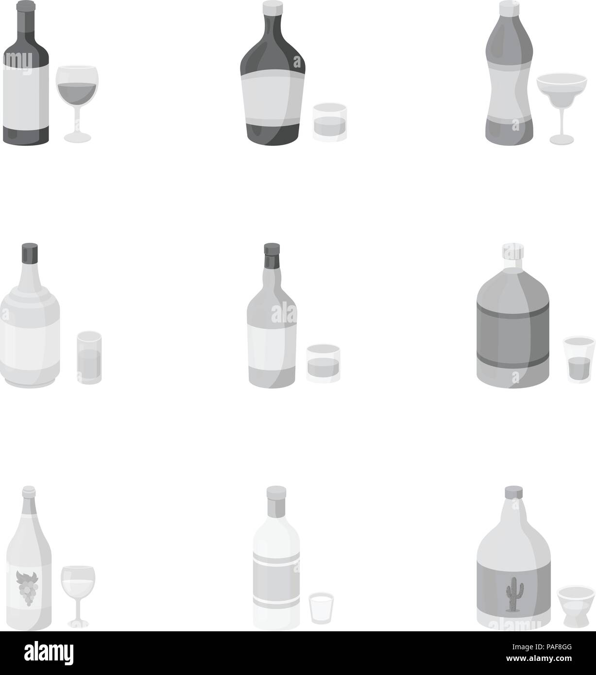 Alcohol set icons in monochrome style. Big collection of alcohol vector ...