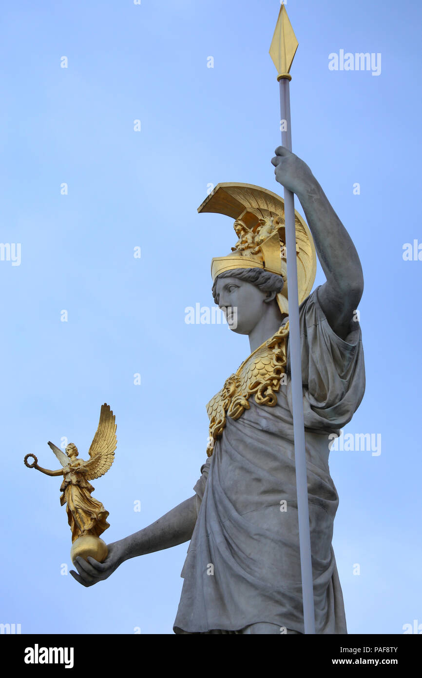 Statue of Pallas Athena in front of the Austrian Parliament in Vienna ...
