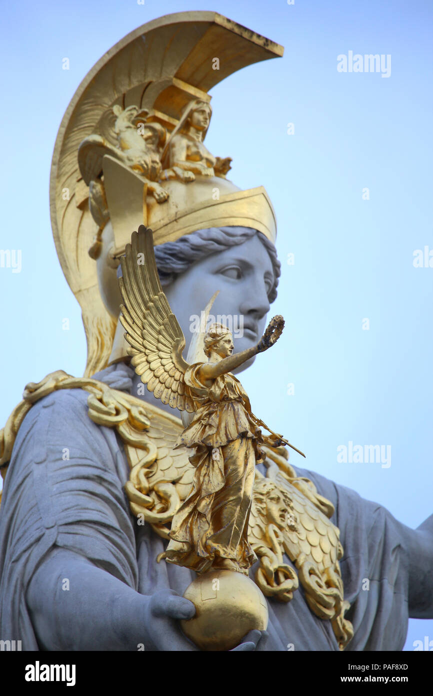 Statue of Pallas Athena in front of the Austrian Parliament in Vienna ...