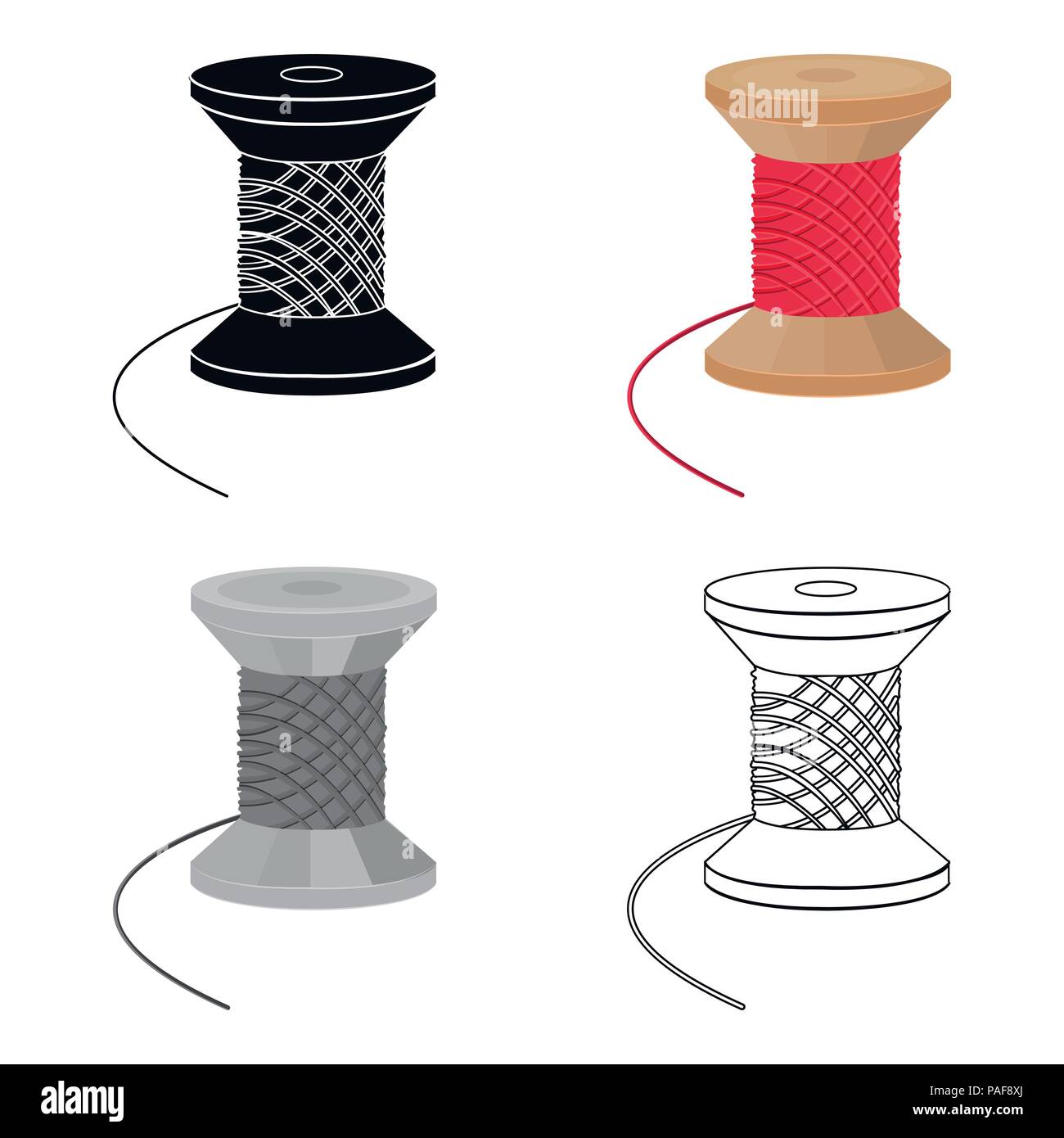 The wooden coil of thread for sewing. Sewing and equipment single icon ...