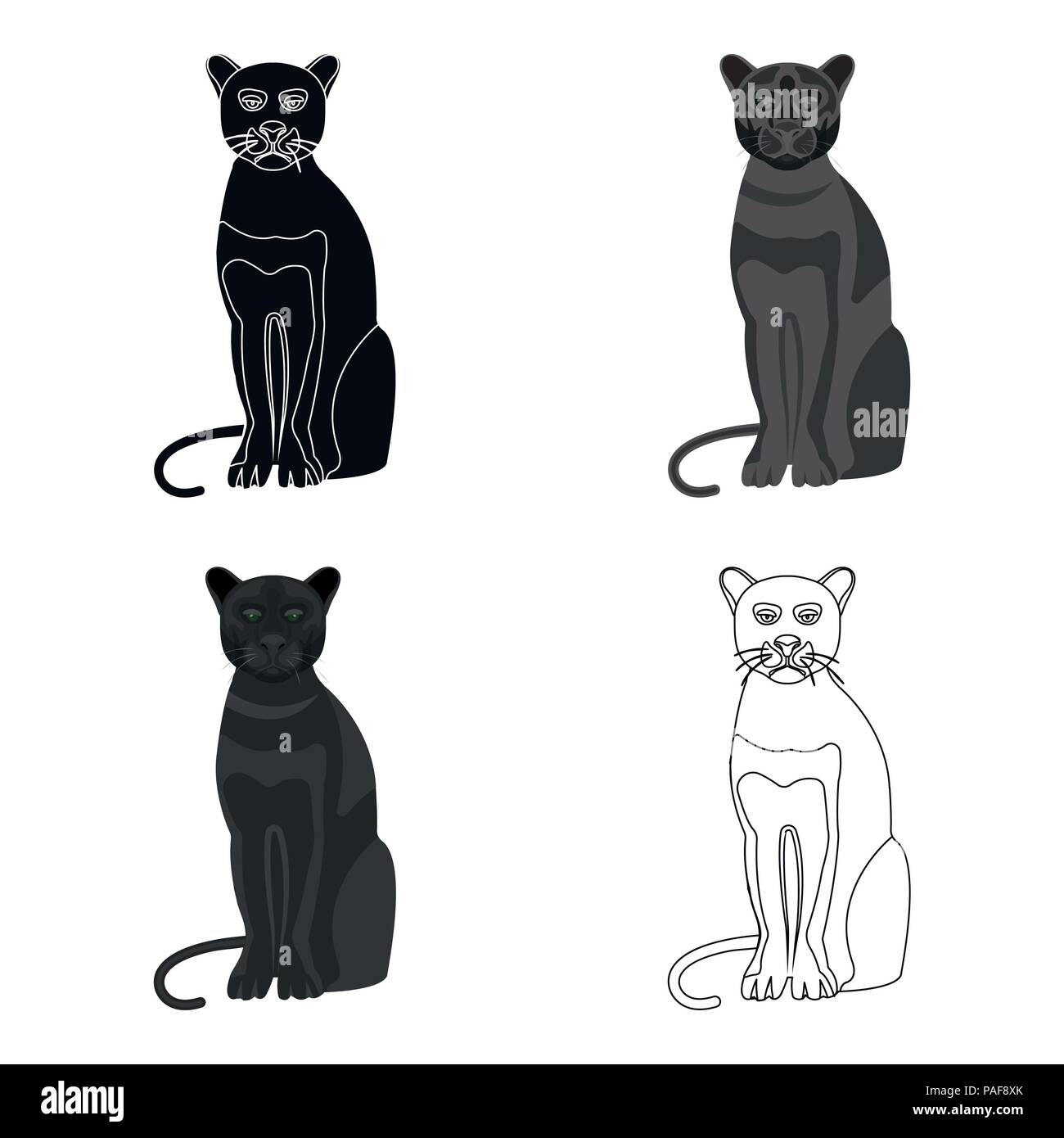 Panther, predatory animal. Pantera, wild cat single icon in cartoon ...